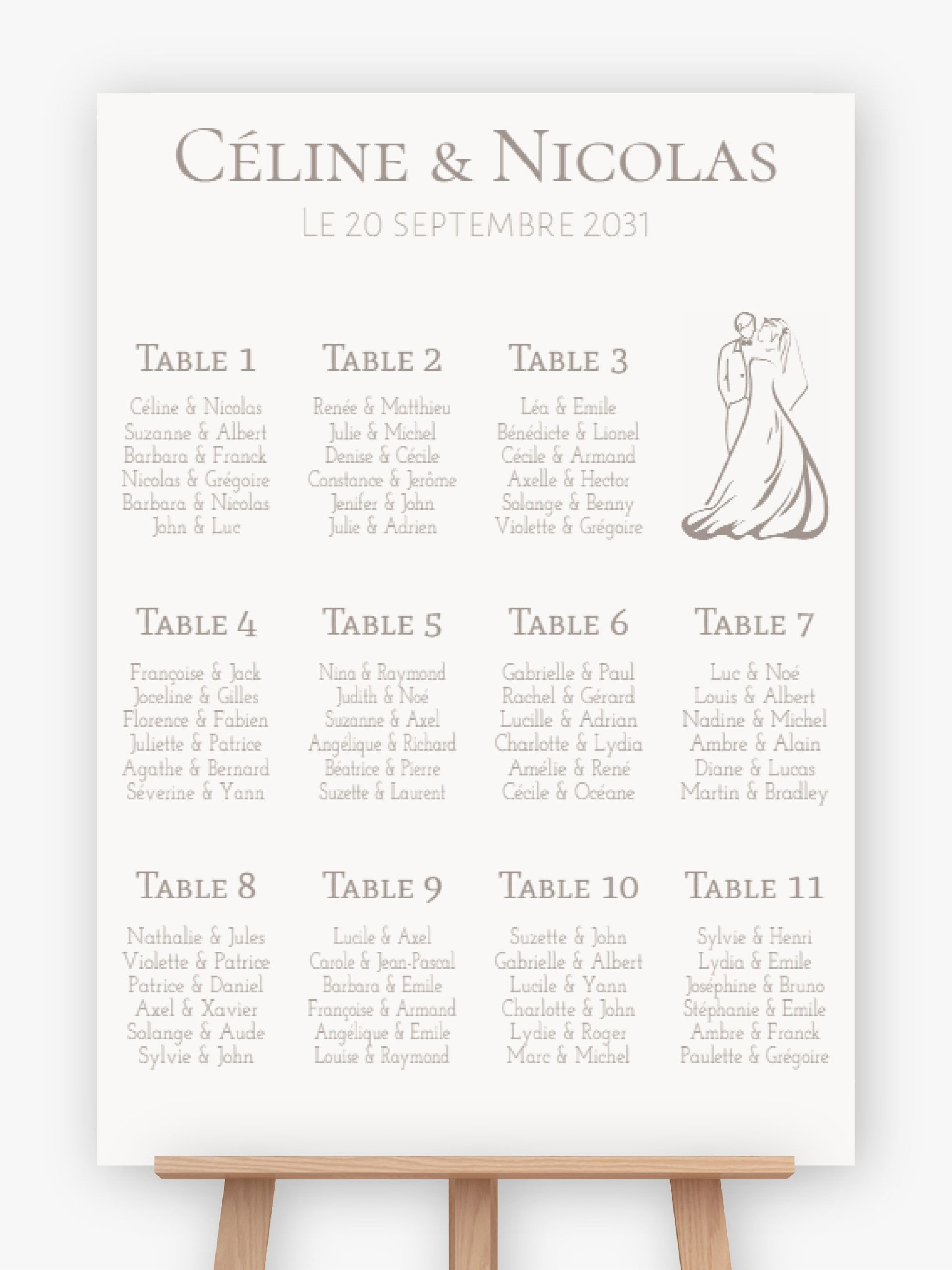 Plan de table mariage à imprimer - Élégance en duo - Support au choix